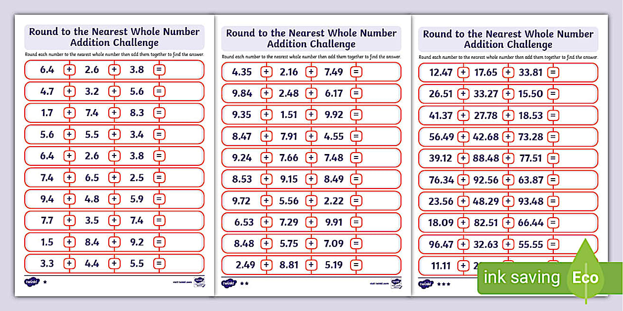 👉 Year 5 Round Decimal Numbers to the Nearest Whole Number