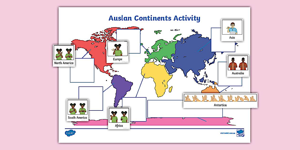 Auslan Continents Activity (teacher made) - Twinkl