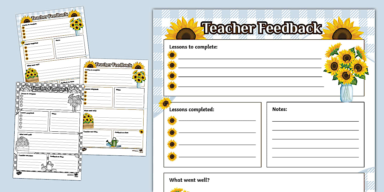 Sunflower-Themed Feedback to the Teacher (teacher made)