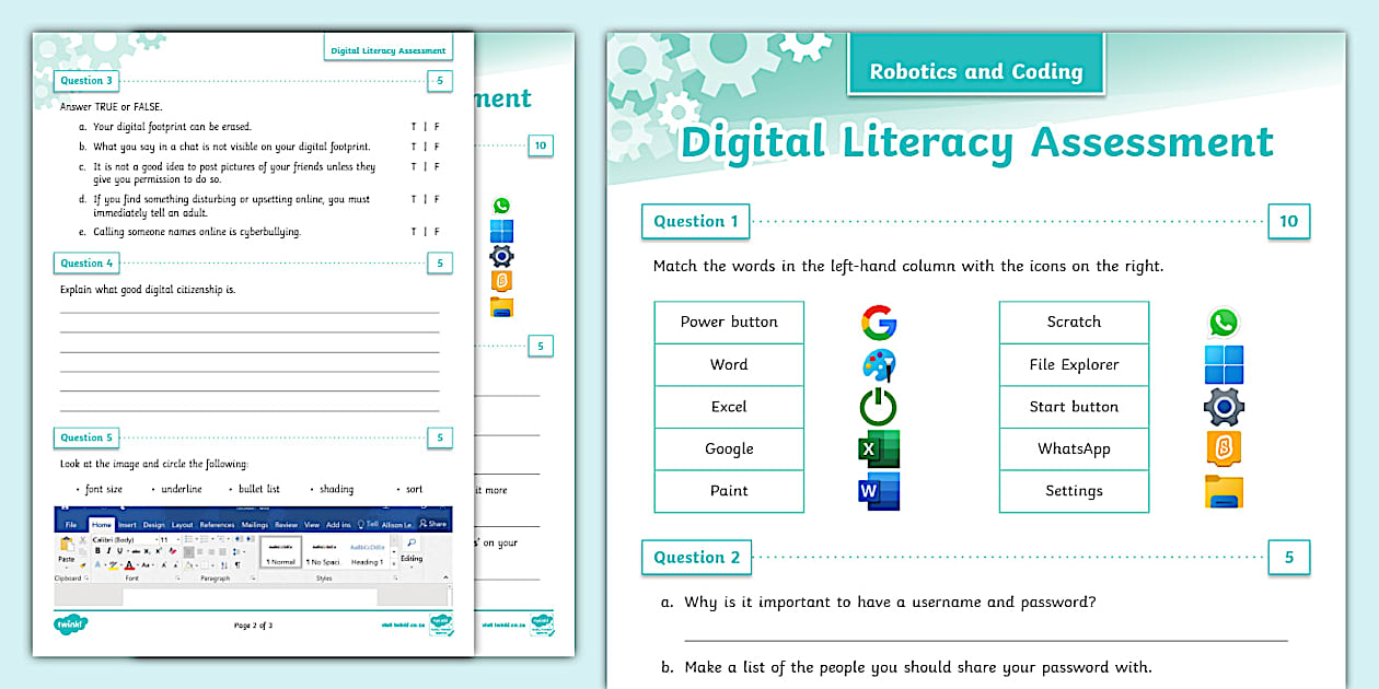 Digital Literacy Test - Twinkl South Africa (teacher made)
