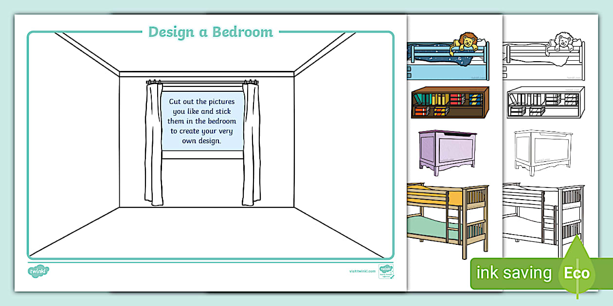 Design a Bedroom Cut and Stick Activity - Twinkl