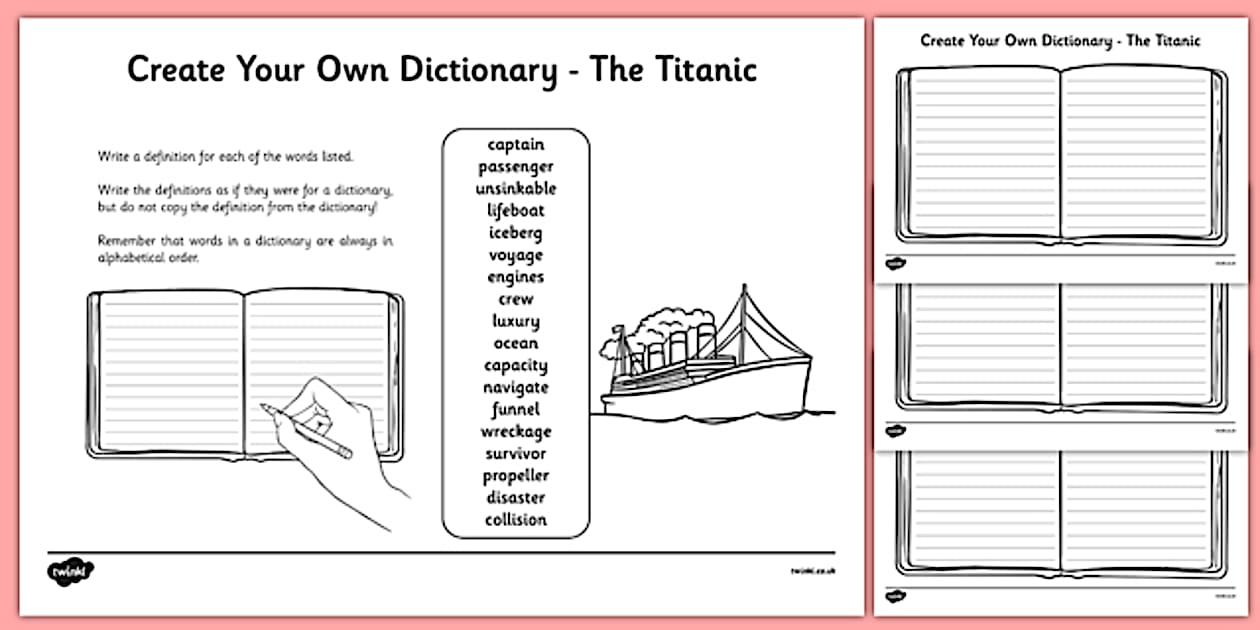 The Titanic Key Vocabulary Create Your Own Dictionary