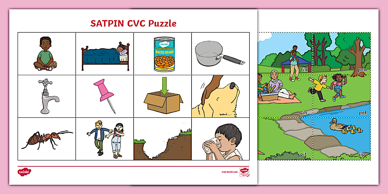 SATPIN CVC Matching Puzzle Activity (teacher made) - Twinkl
