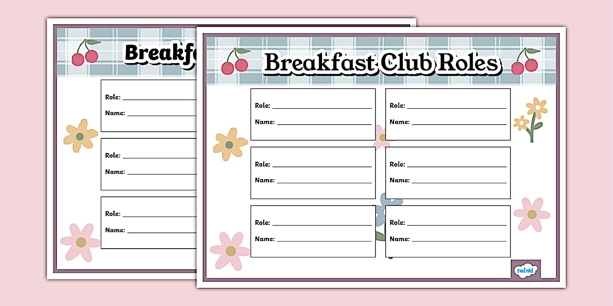 Checkered Charm Themed Breakfast Club Roles Display Poster