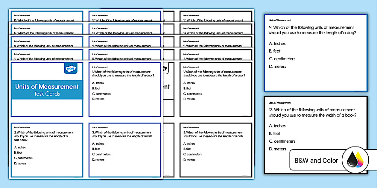 Units of Measurement Task Cards (Teacher-Made) - Twinkl