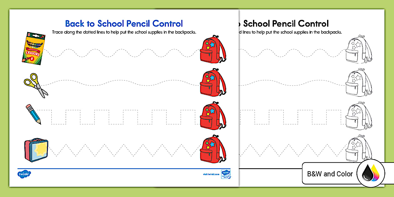 Back to School Pencil Control Worksheet | Twinkl USA