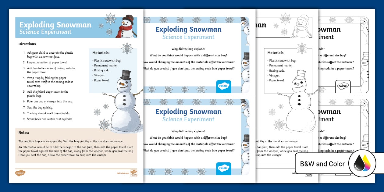 Exploding Snowman Science Experiment (professor feito)