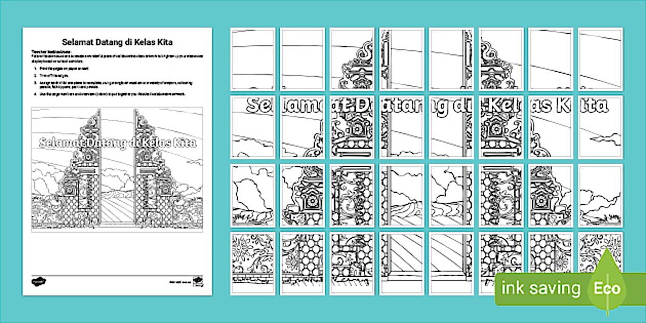 Indonesian Collaborative Colouring Balinese Temple Gates