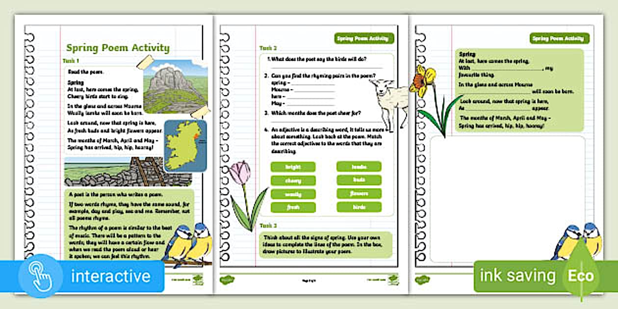 Spring Poem Activity (teacher made) - Twinkl