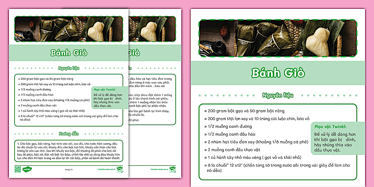 Công Thức Nấu Bánh Giò Việt Nam (Teacher-Made)