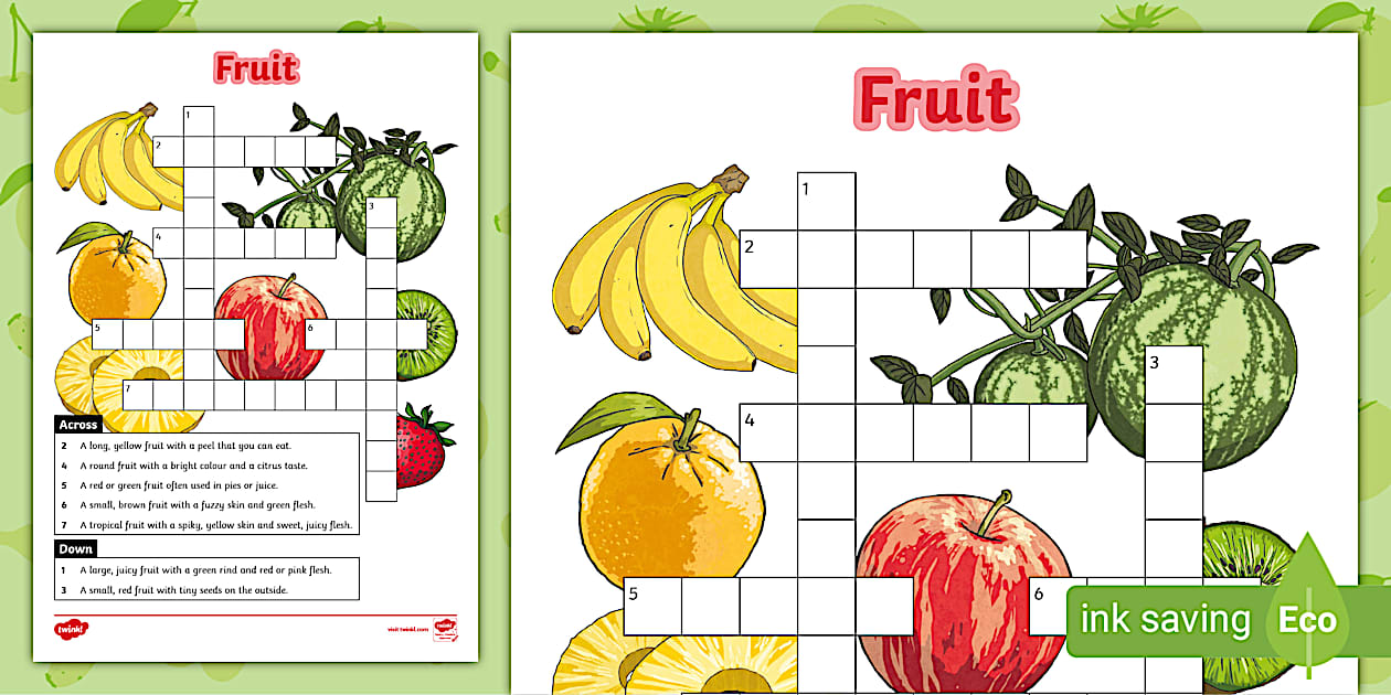 Fruit Crossword (teacher made) - Twinkl