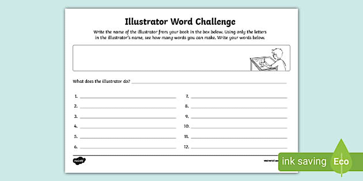 Illustrator Word Challenge Worksheet (teacher made) - Twinkl