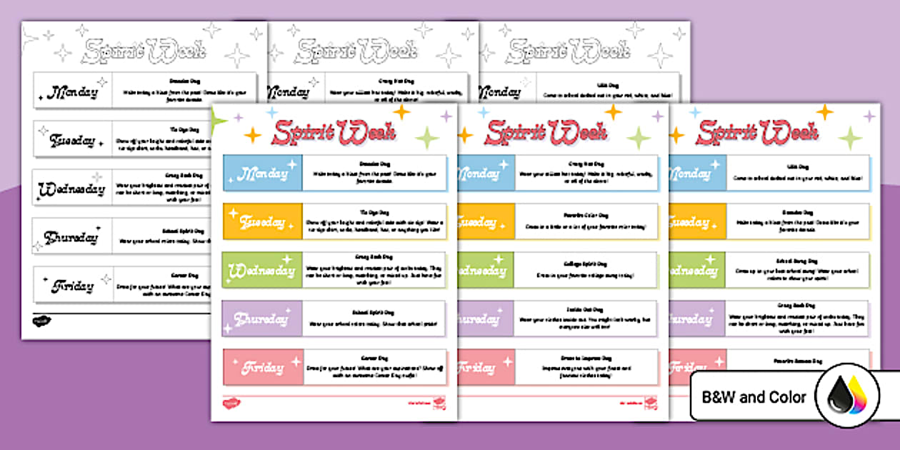 Middle School Spirit Week Schedules (Teacher-Made) - Twinkl