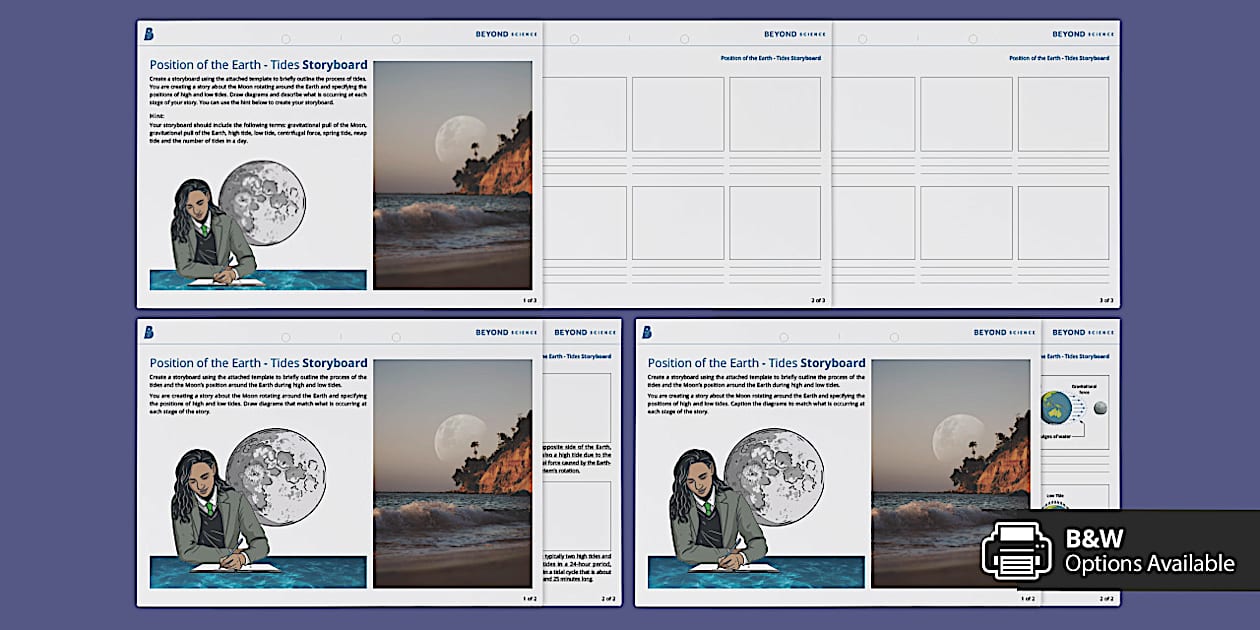 Position of the Earth - Tides Storyboard (teacher made)
