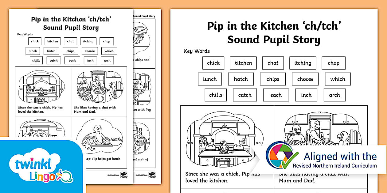 Pip in the Kitchen 'ch/tch' Pupil Story Activity Sheet
