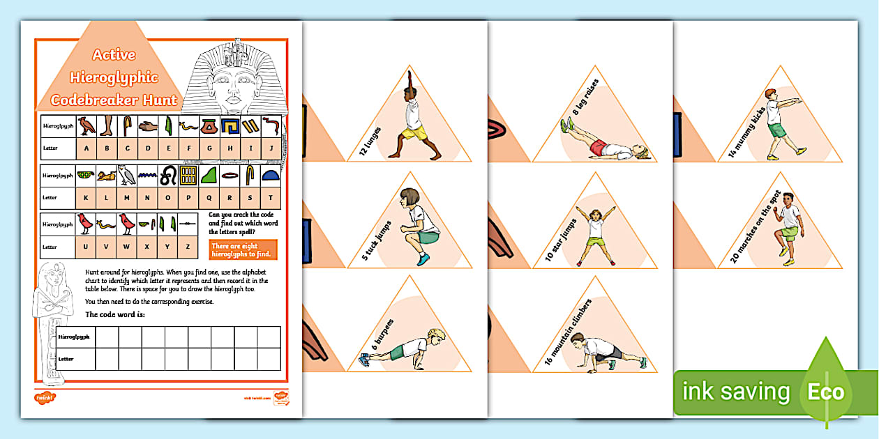 KS2 Active Hieroglyphic Codebreaker Hunt - Twinkl
