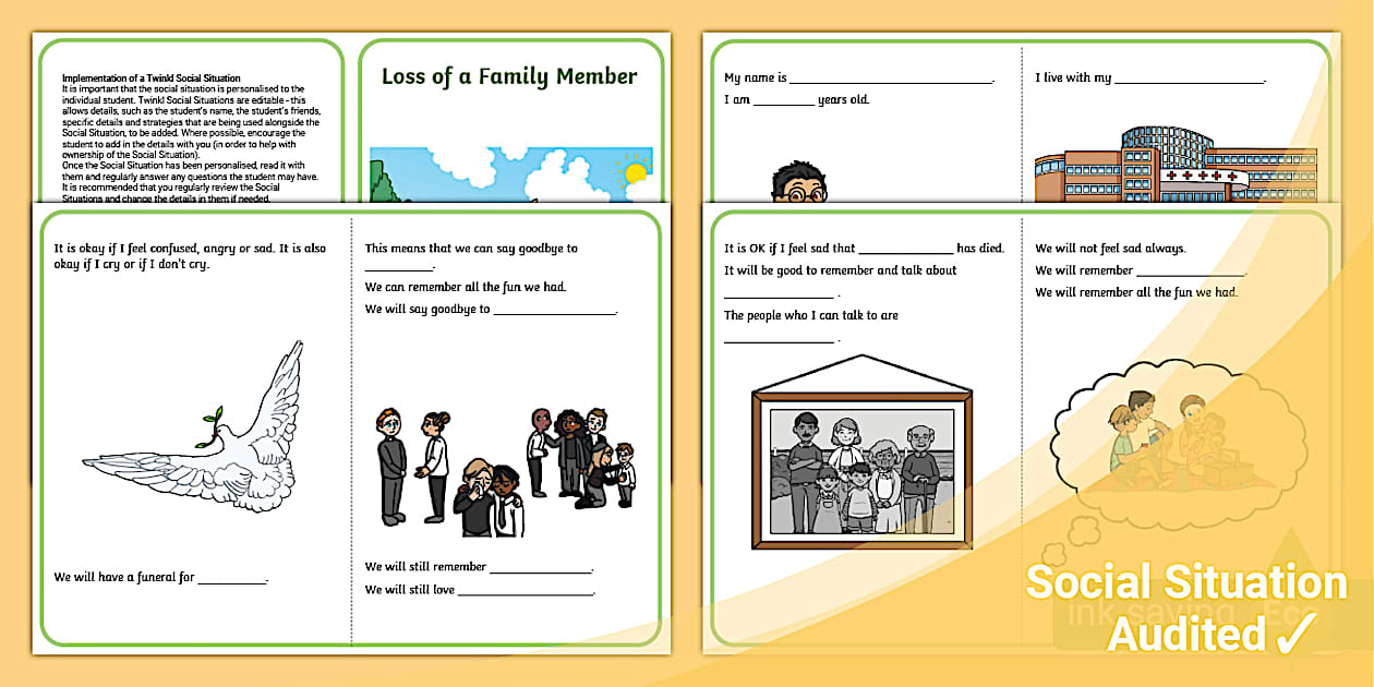 Loss of a Family Member Social Situation - Twinkl