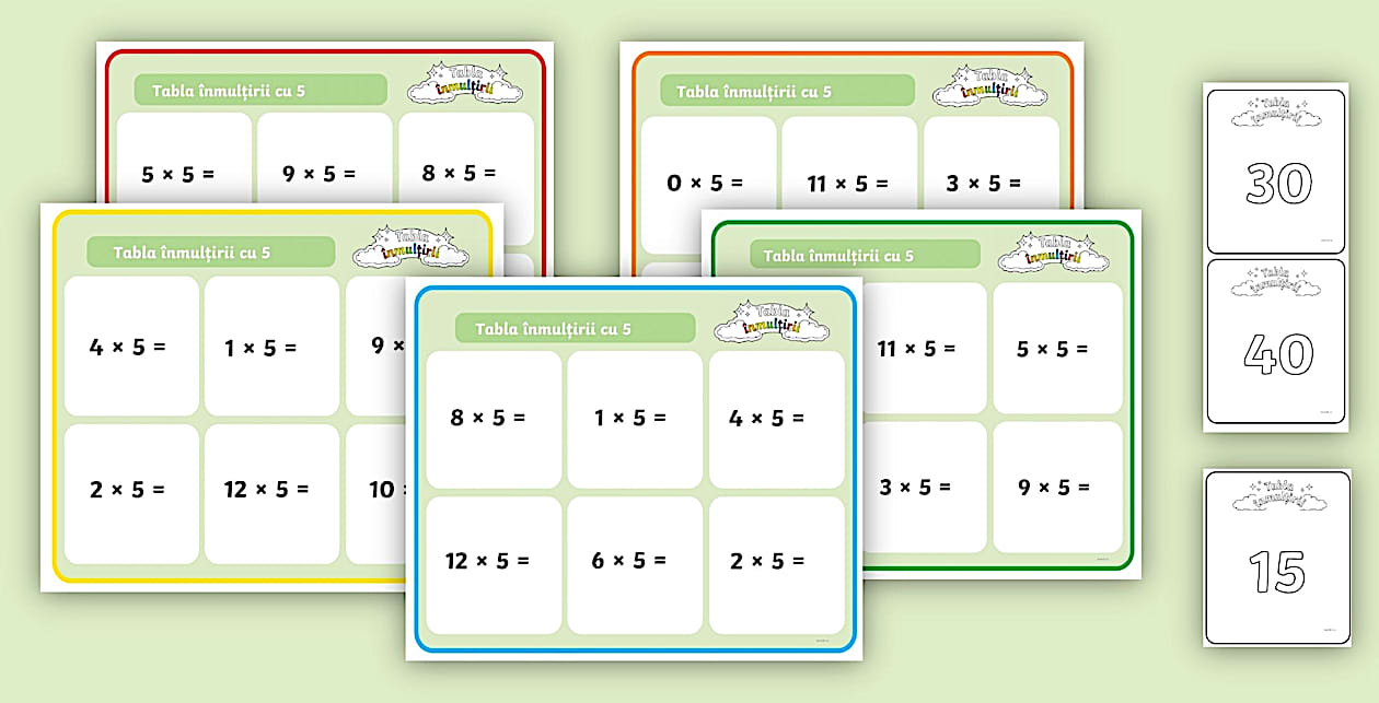 Tabla înmulțirii cu 5 – Bingo (teacher made) - Twinkl