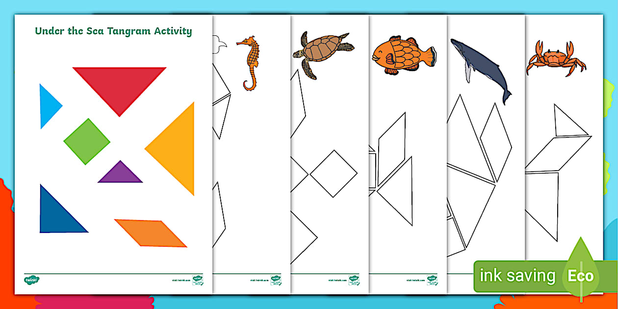Editable Under the Sea Tangram Activity (teacher made)