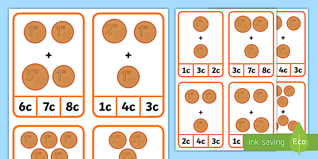 Money Addition within 10c Peg Cards (Hecho por educadores)