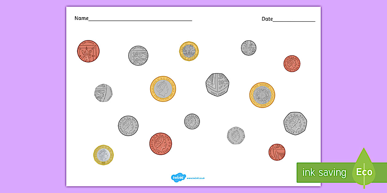 Black and White Lifesize Money Reference Mat (teacher made)