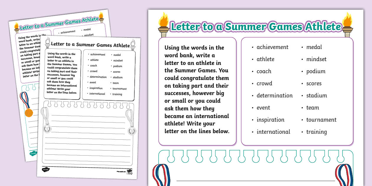 Letter to a Summer Games Athlete KS1 Template (teacher made)