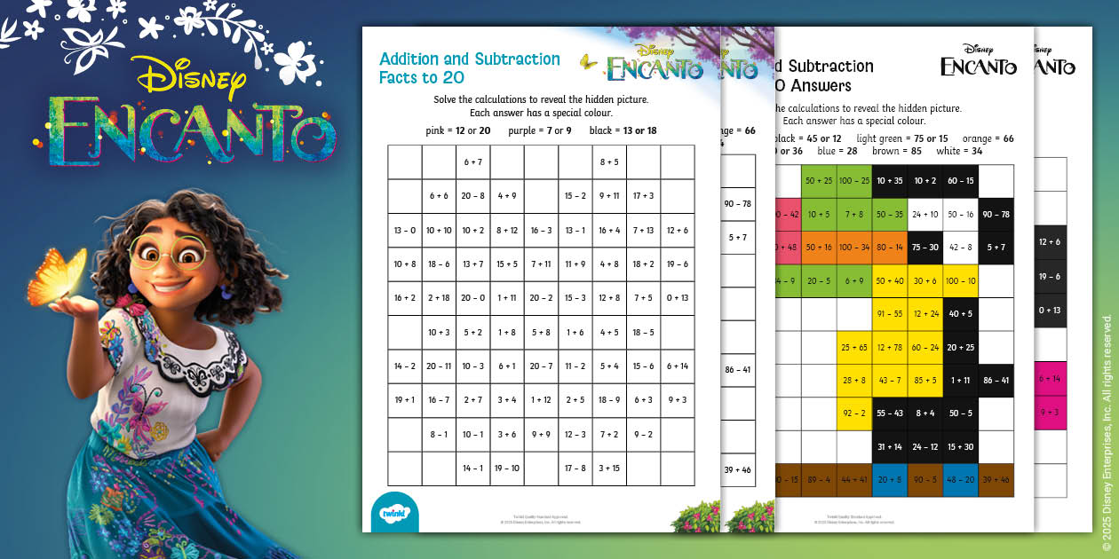 Encanto Maths Activity - Addition and Subtraction to 100