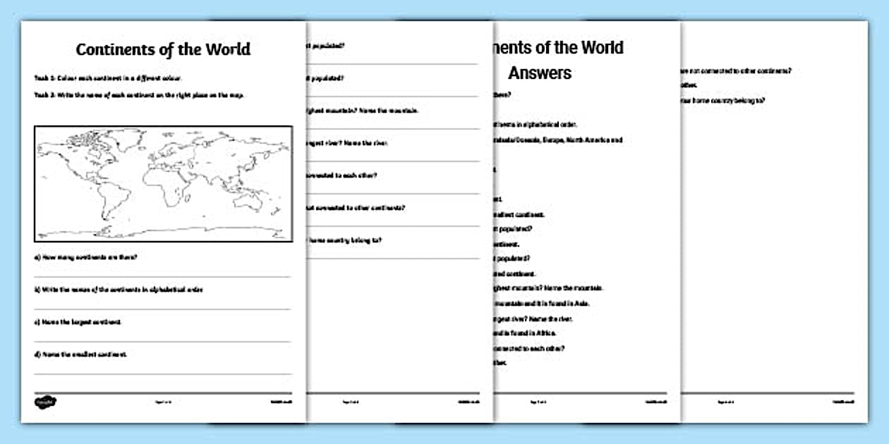 Continents of the World Worksheet KS1 - Primary Resources