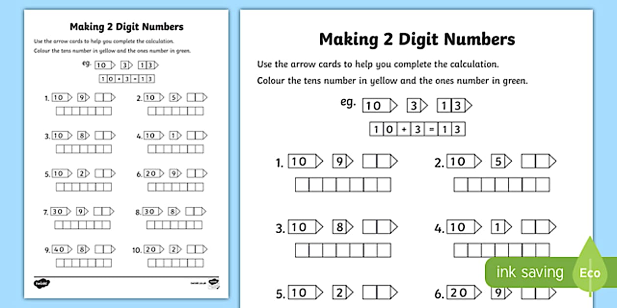 Making 2 Digit Numbers Worksheet / Worksheet - Twinkl