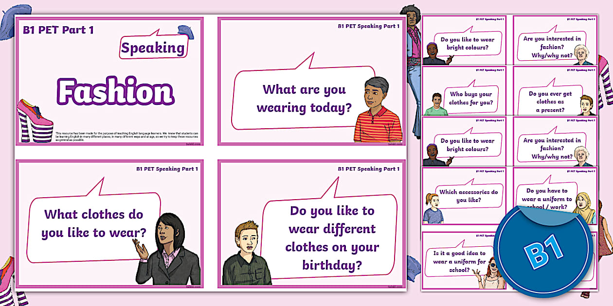 ESL B1 PET Speaking - Part 1 (Fashion) - Twinkl