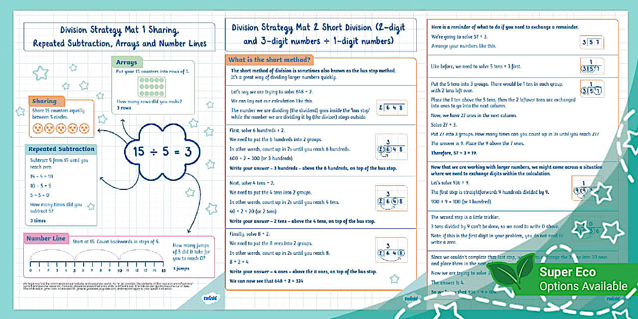Division Strategies Mats (Ages 5 - 11) (teacher made)