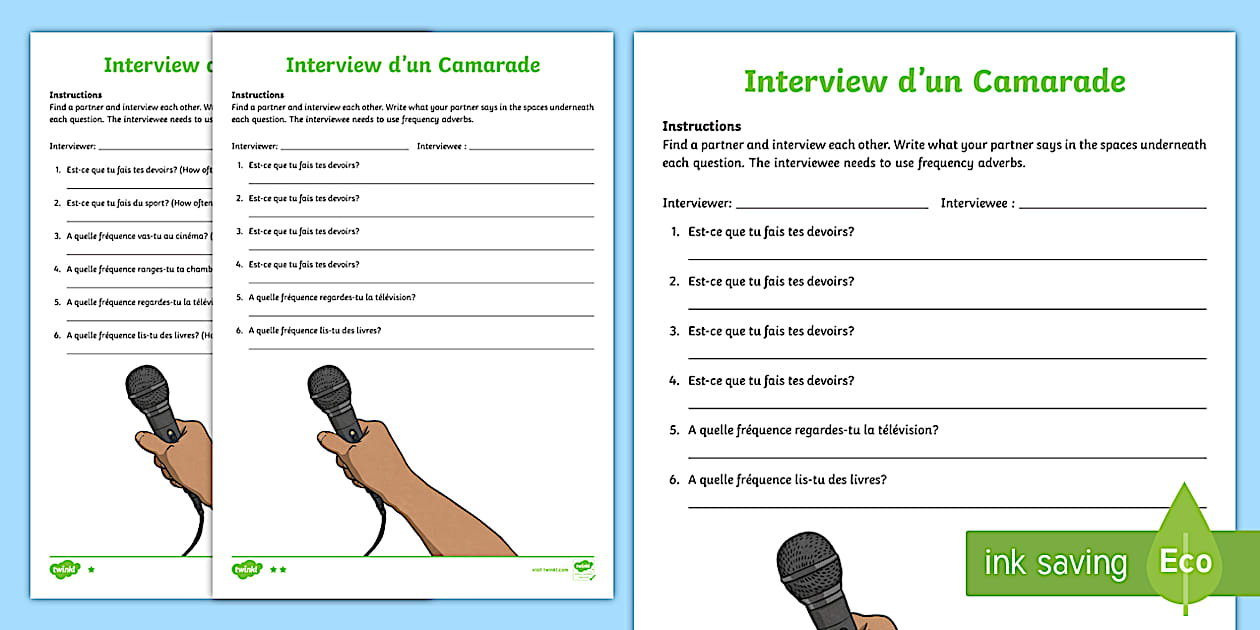 Activité d'interview avec les adverbes de fréquence
