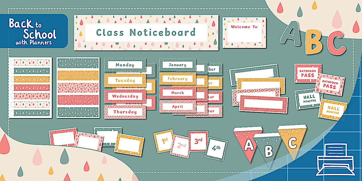 Classroom Display Pack | Back to School | Raindrop Themed