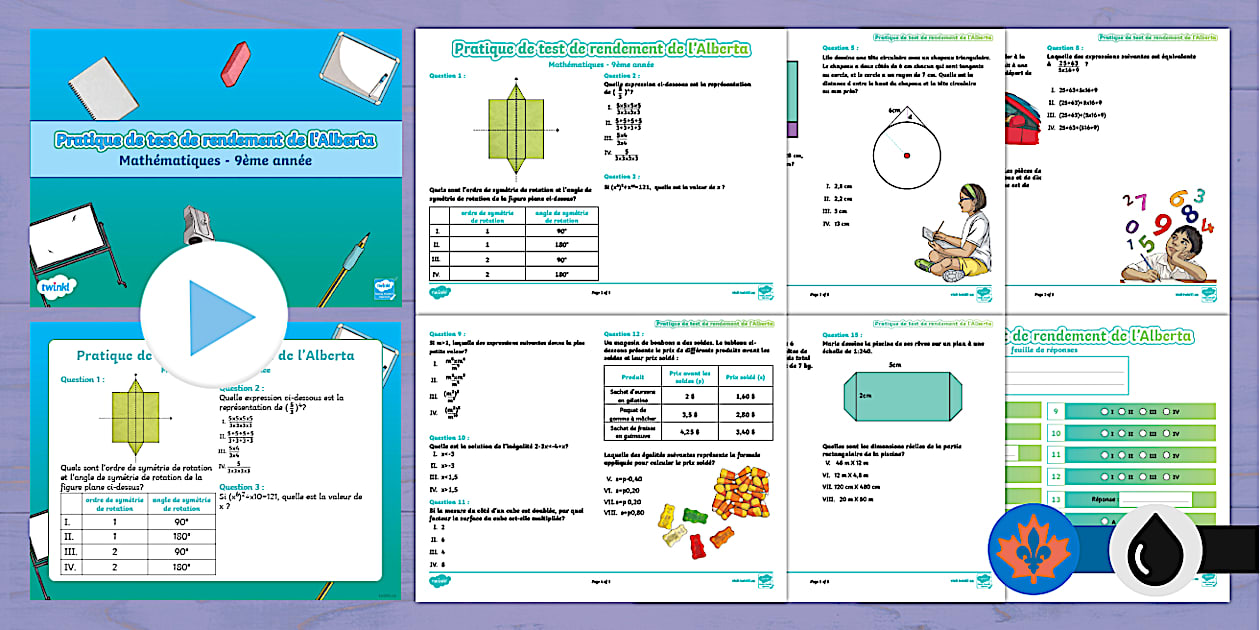 AB Testing Practice Grade 9 Maths 2 French (Teacher-Made)