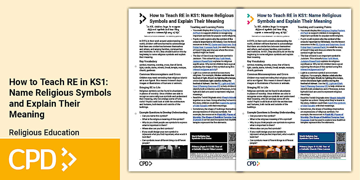 How to Teach RE in KS1: Name Religious Symbols and Explain Their Meaning