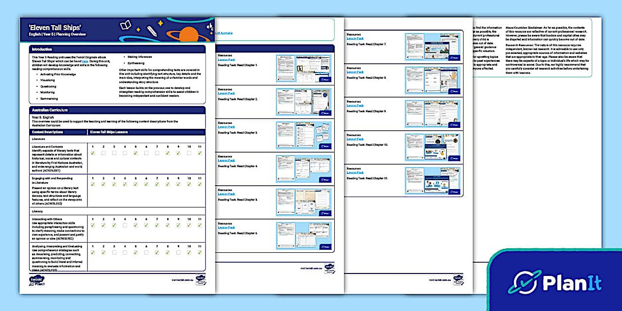 Year 5 Eleven Tall Ships: Reading Planning Overview - Twinkl