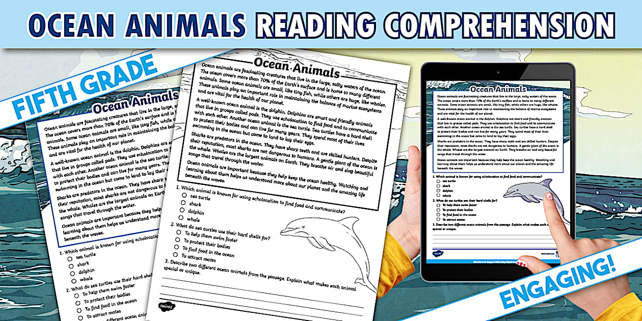 Fifth Grade Ocean Animals Reading Passage Comprehension