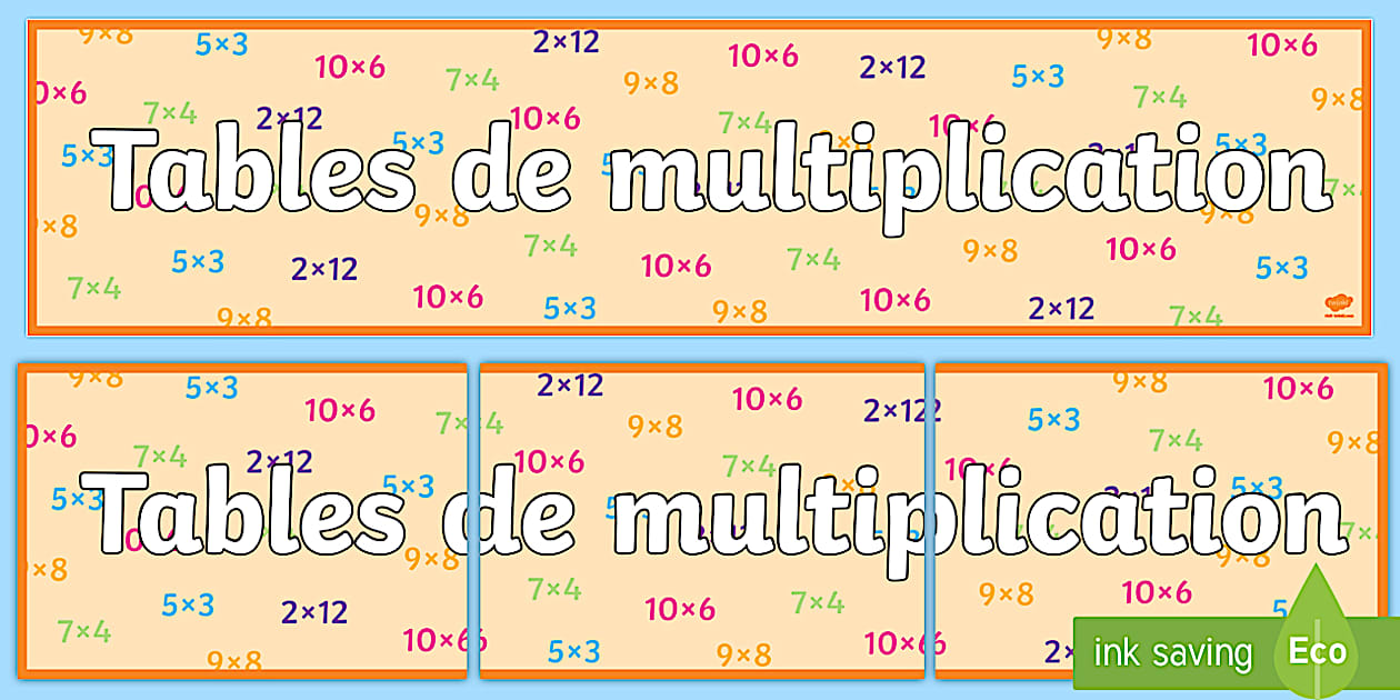 Banderole d'affichage : Les tables de multiplication