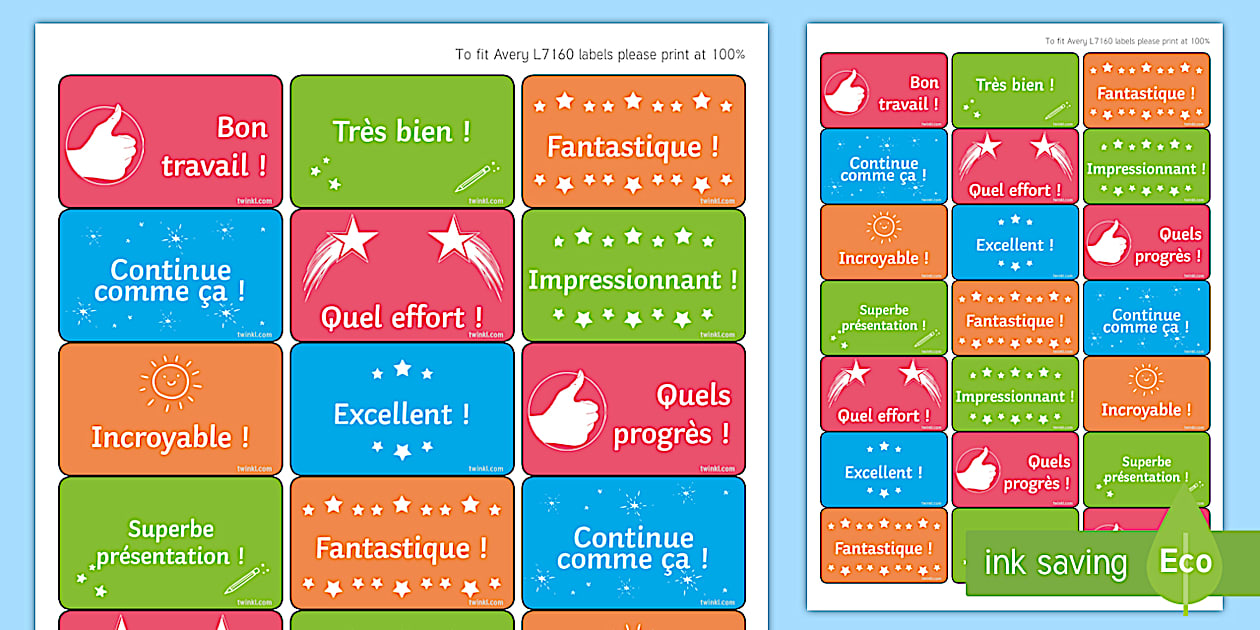 French Classroom Reward Stickers