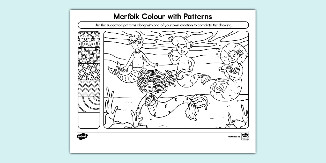 Merfolk Colour with Patterns Activity (teacher made)
