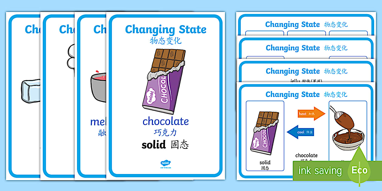 Changes of State Display Posters - English/Mandarin Chinese - Changes ...