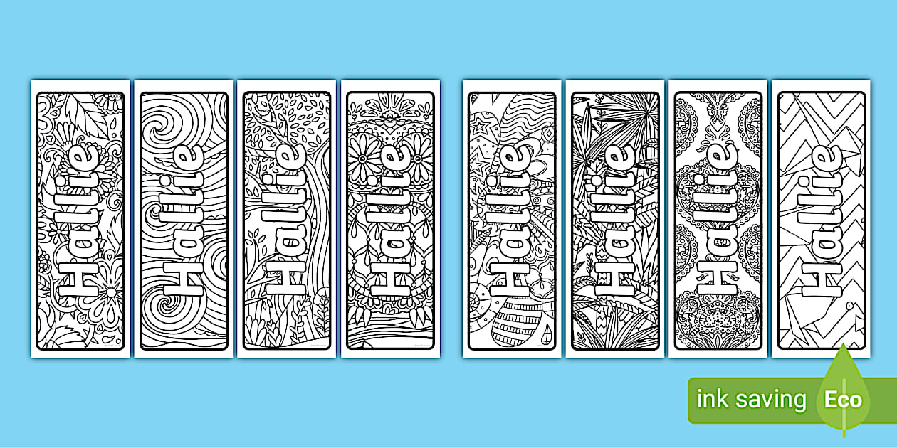 Hallie Mindfulness Name Colouring Bookmarks (Teacher-Made)