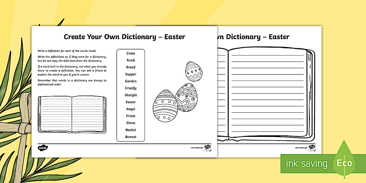 Easter Key Vocabulary Create Your Own Dictionary Activity