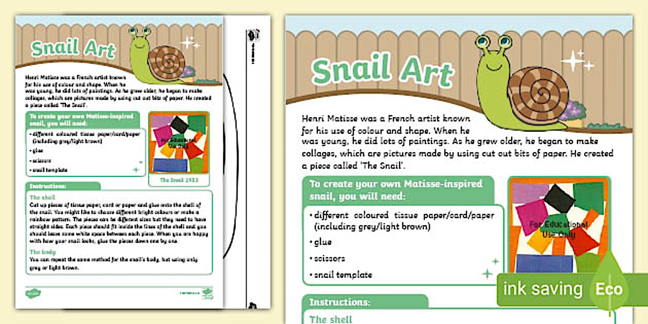 Snail Art Activity and Instructions (teacher made) - Twinkl
