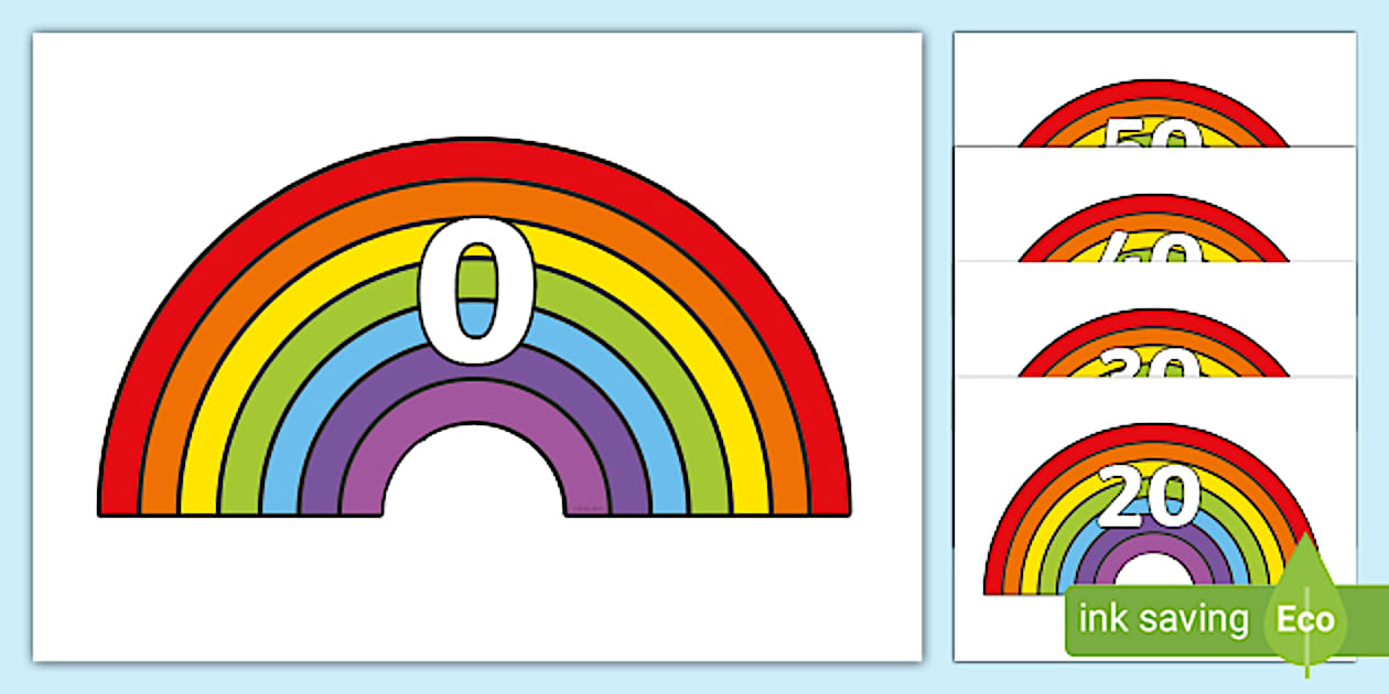 Numbers 0-50 on Rainbows (Teacher-Made) - Twinkl