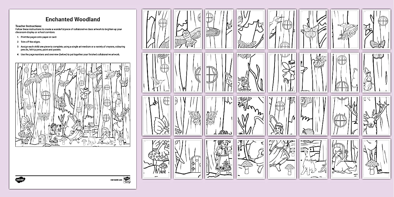 Enchanted Woodland Collaborative Colouring (teacher made)