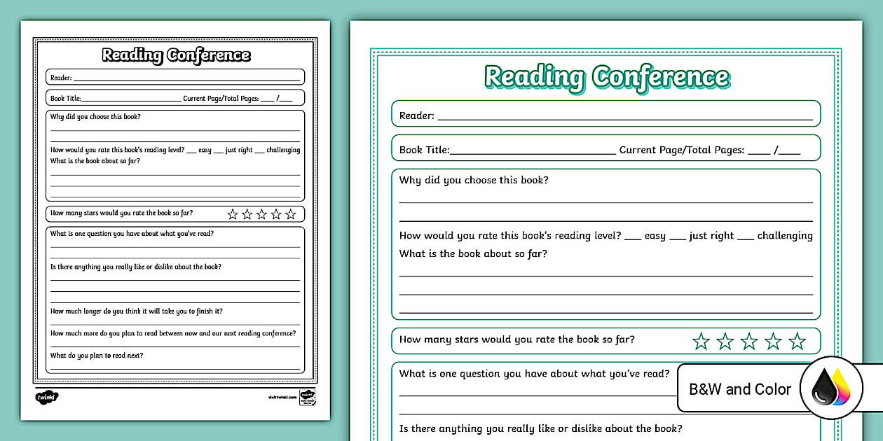 Reading Conference Activity for 6th-8th Grade - Twinkl