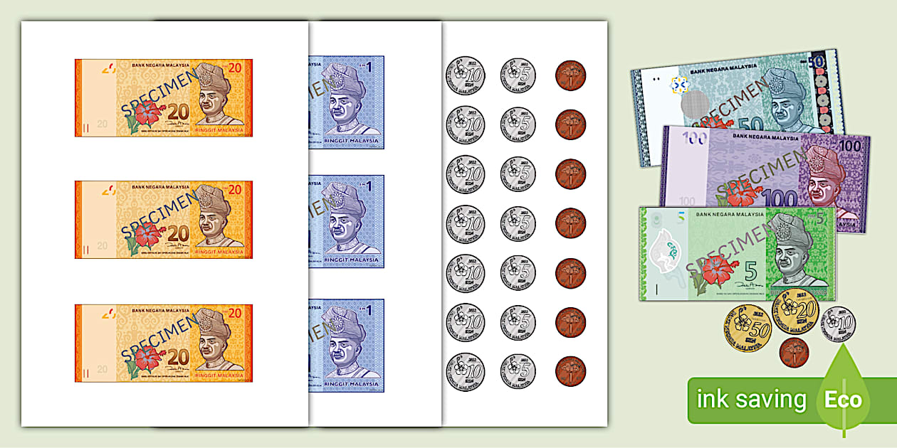 Malaysia Ringgit money maths worksheets - Money Cut-Outs