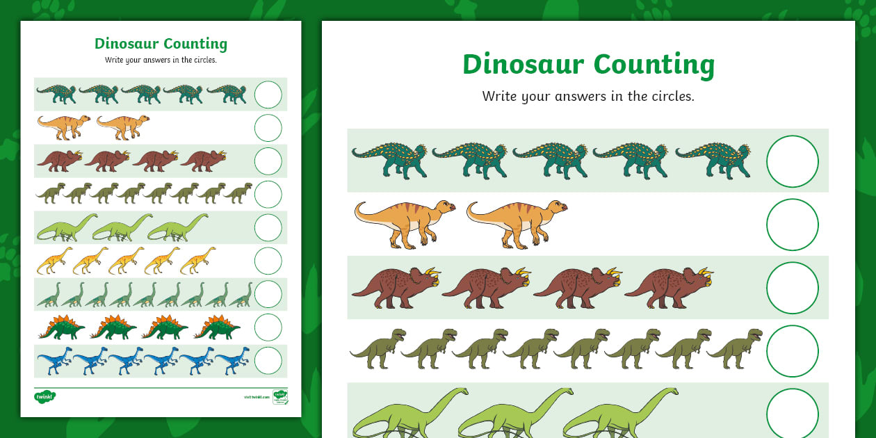 Prep Maths Worksheet | Counting | Dinosaurs