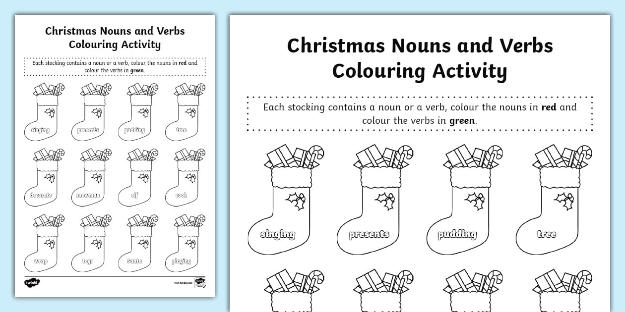 Christmas Nouns and Verbs - Primary Resources (teacher made)